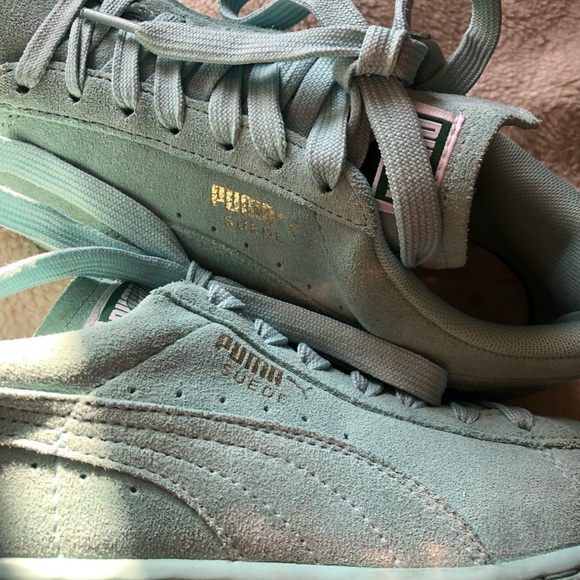 Puma | Shoes | Puma Suede Light Blue Sneakers Good Cond Sz | Poshmark